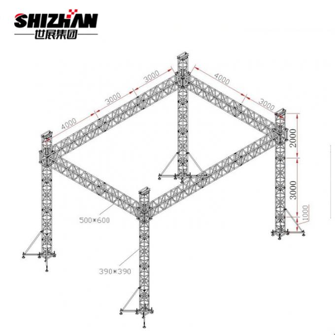 4m Length Aluminum Truss Stage Light Frame / Dj Light Stand Truss TUV ...