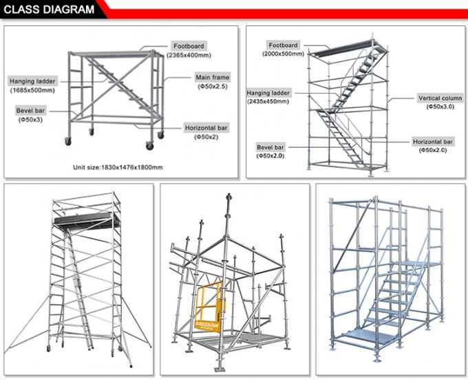 10m portable mobile tower Aluminum Mini Scaffold horizontal pipe
